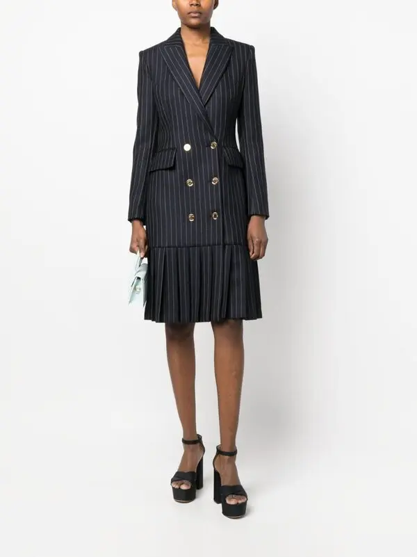 Moschino Pinstriped Pleated Blazer Dress