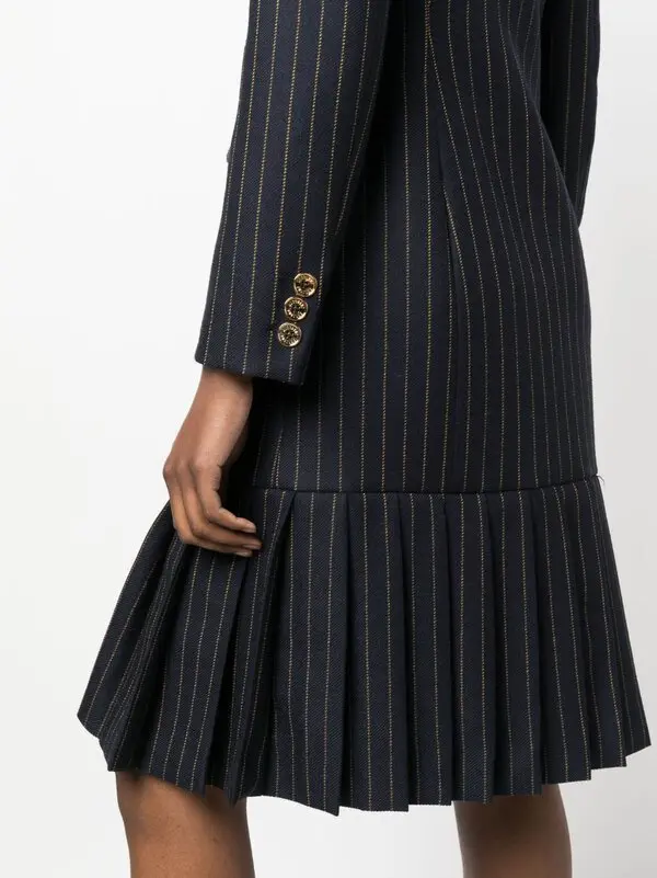 Moschino Pinstriped Pleated Blazer Dress