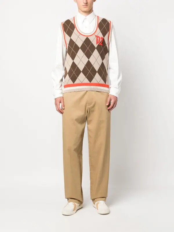 Dsquared2 Argyle-pattern Wool-silk Vest