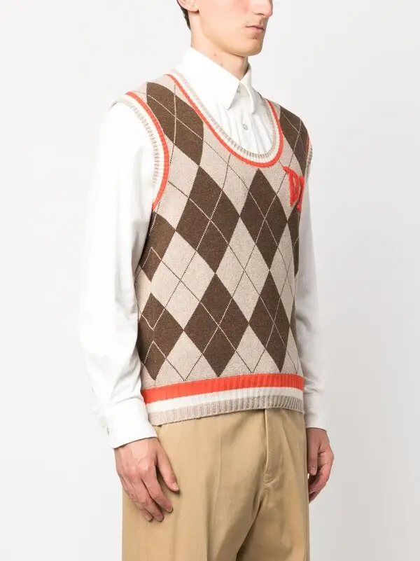 Dsquared2 Argyle-pattern Wool-silk Vest