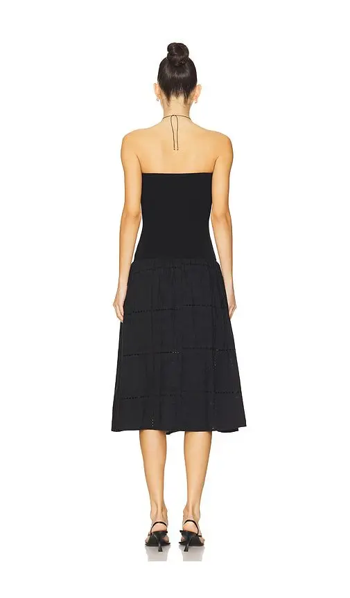 WeWoreWhat Ribbed Cotton Midi Dress - Black Multi