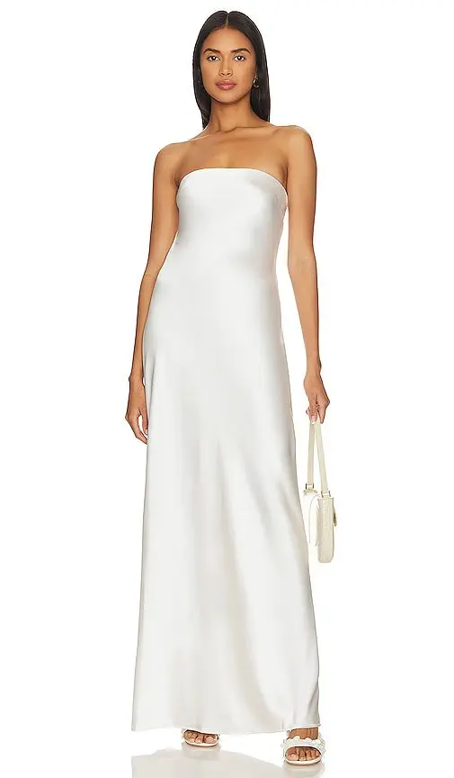 Weworewhat Strapless Silky Maxi Dress - White | Editorialist