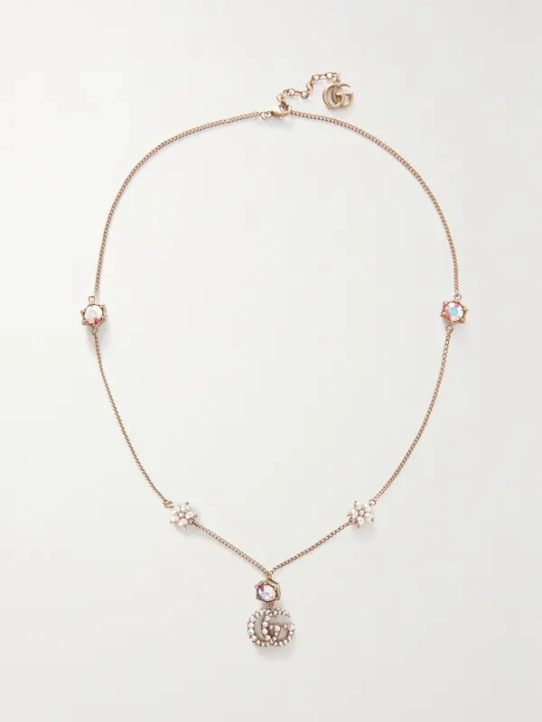 Gucci Gold-tone Crystal Necklace - Silver