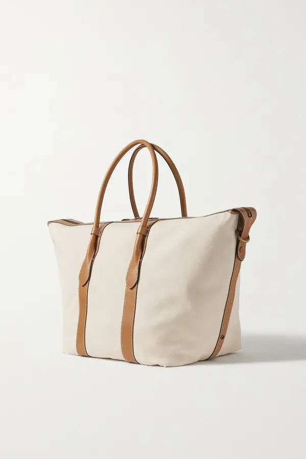 Polo Ralph Lauren Extra Large Bellport Leather-trimmed Embroidered Canvas Tote