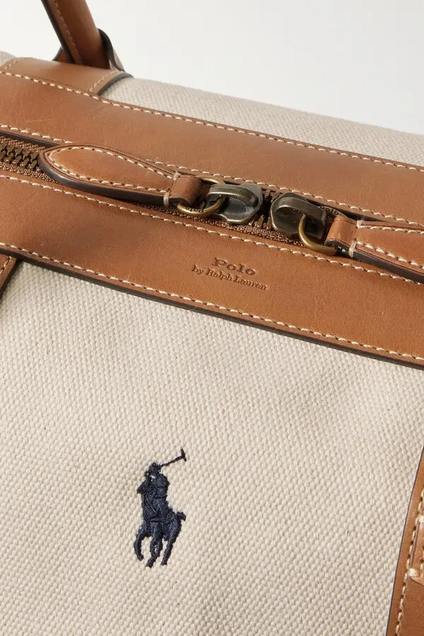 Polo Ralph Lauren Extra Large Bellport Leather-trimmed Embroidered Canvas Tote