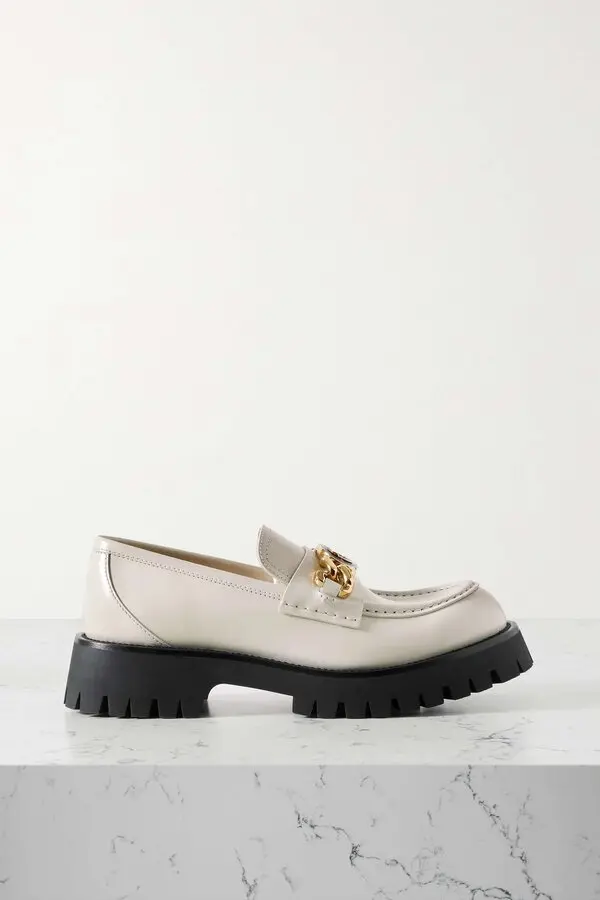 Gucci Jeanne Embellished Leather Platform Loafers