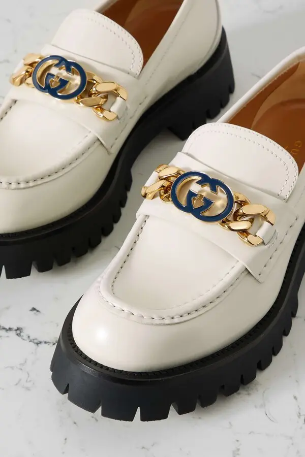 Gucci Jeanne Embellished Leather Platform Loafers