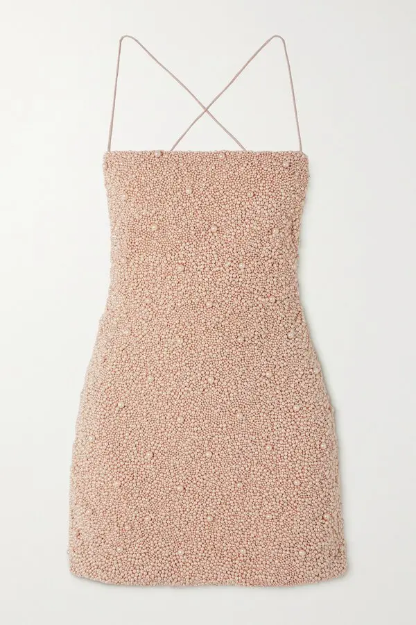 Retrofete Marin Faux Pearl-Embellished Crepe Mini Dress In Pink - 50% Off |  Editorialist