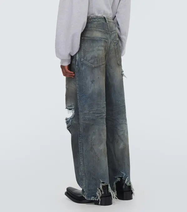 Balenciaga Distressed Wide-Leg Jeans - Blue | Editorialist