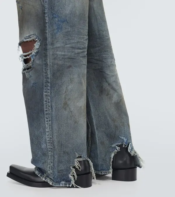 Balenciaga Distressed Wide-Leg Jeans - Blue | Editorialist
