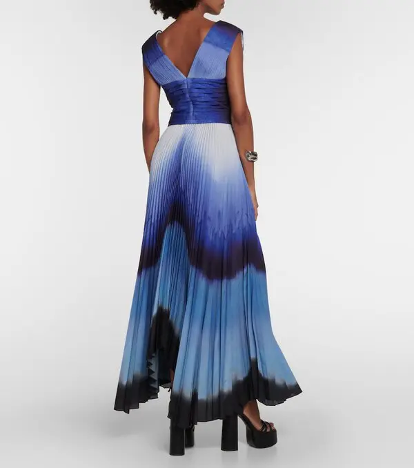 Altuzarra Printed Pleated Maxi Dress - Blue