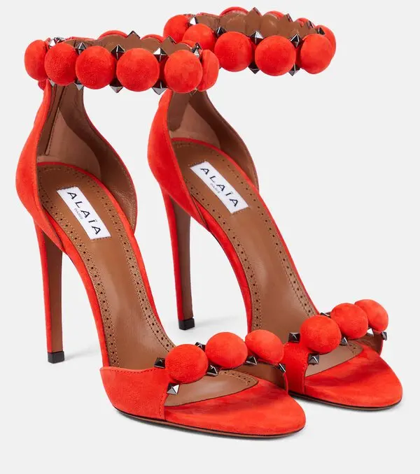 Alaïa La Bombe 100 Suede Sandals - Red