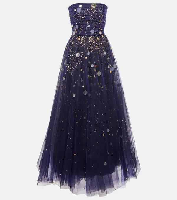 slim fit dress slacks Esme Starry Night Tulle Dress - Blue Bamboo & Gold Stars