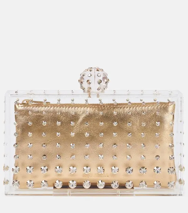 AQUAZZURA Tequila Crystal-embellished Clutch - Gold