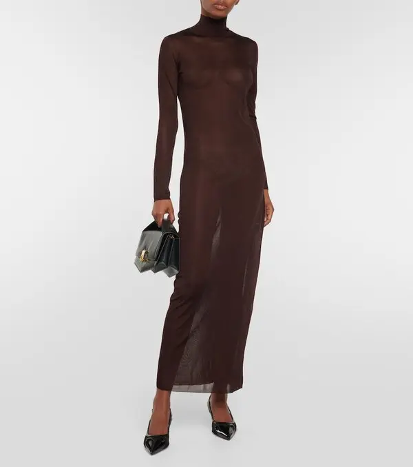 Alaïa High-neck Knit Maxi Dress