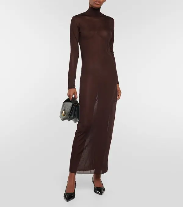 Alaïa High-neck Knit Maxi Dress