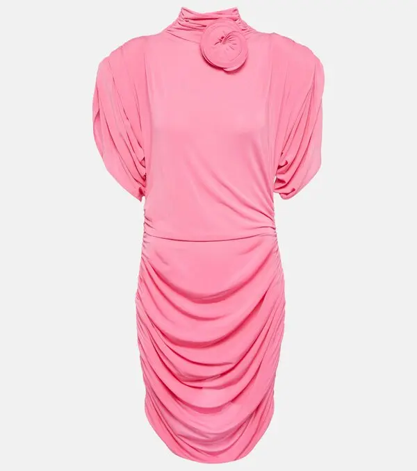 Magda Butrym Rose-appliqué Ruched Jersey Minidress