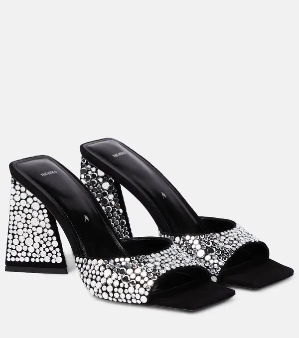 Attico Mini Devon 85 Embellished Mules - Silver