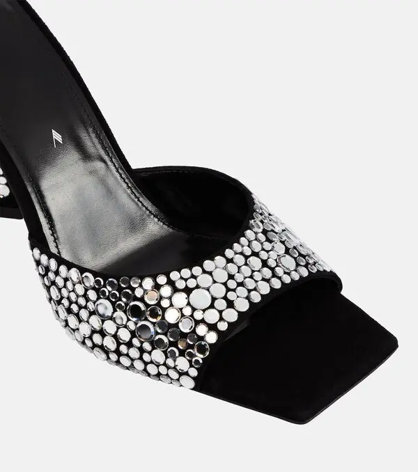 Attico Mini Devon 85 Embellished Mules - Silver