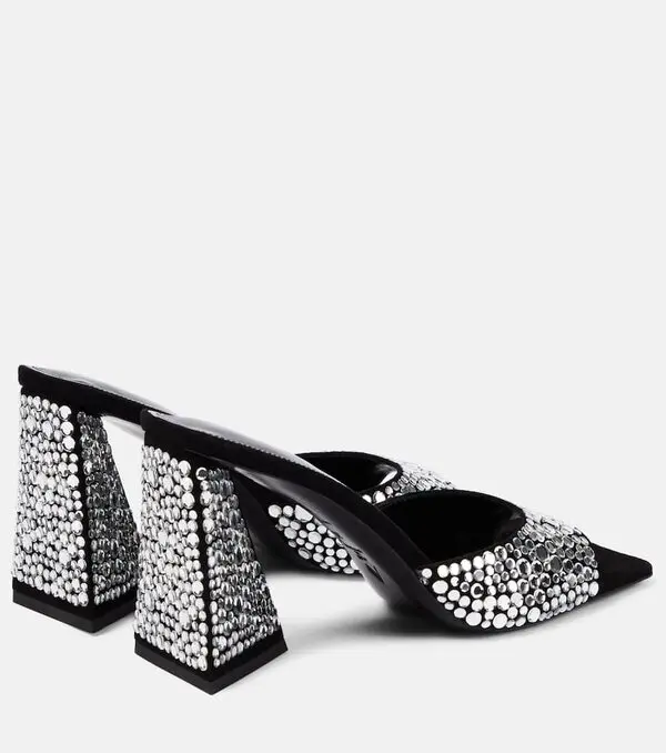 Attico Mini Devon 85 Embellished Mules - Silver
