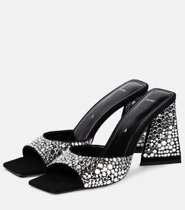 Attico Mini Devon 85 Embellished Mules - Silver