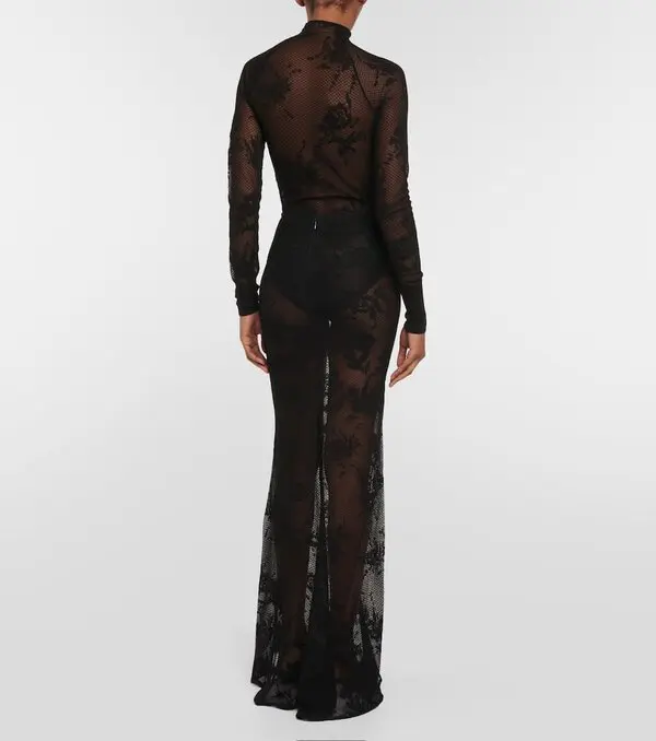 Alaïa Floral Mesh Maxi Skirt