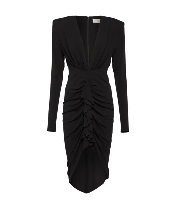 Alexandre Vauthier Draped Jersey Midi Dress - Black
