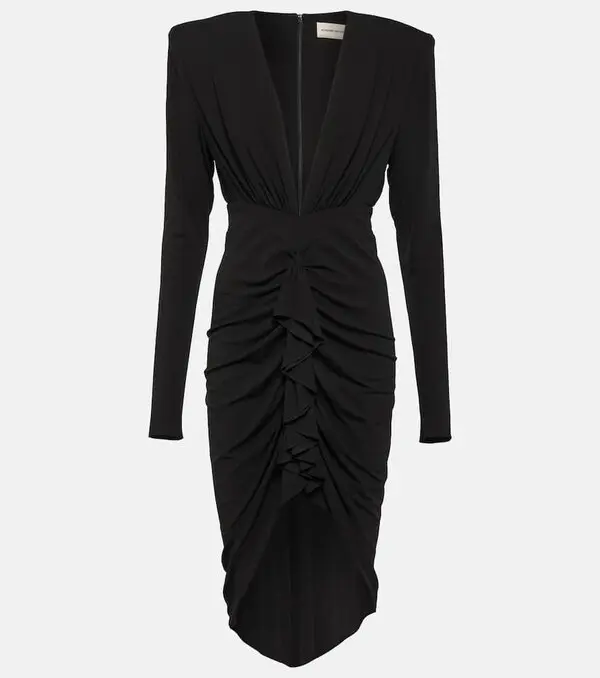Alexandre Vauthier Draped Jersey Midi Dress - Black