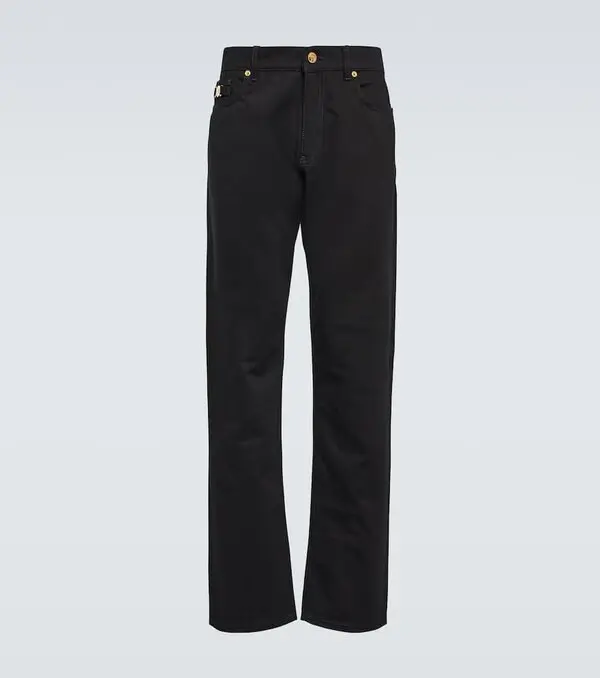 Versace Embellished Mid-rise Straight Jeans - Black
