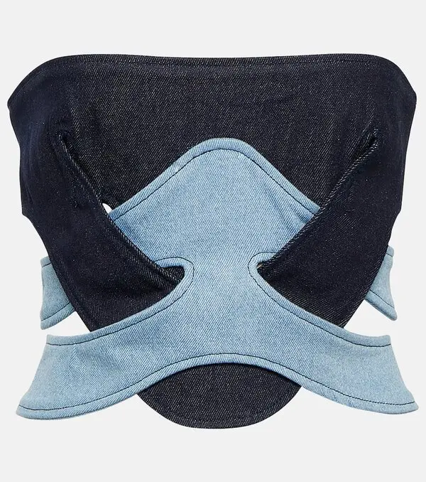 DION LEE Strapless Denim Corset Top - Blue
