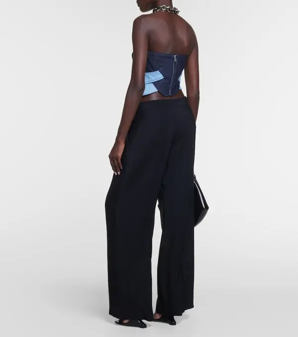 DION LEE Strapless Denim Corset Top - Blue
