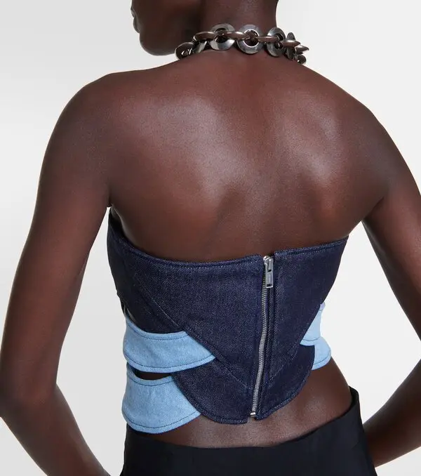 DION LEE Strapless Denim Corset Top - Blue