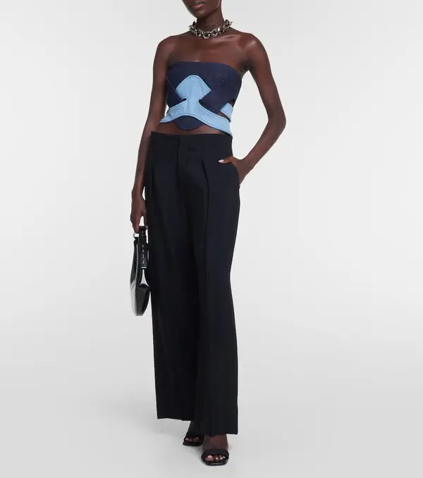 DION LEE Strapless Denim Corset Top - Blue