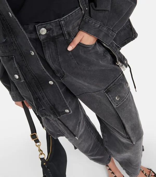 Isabel Marant Étoile Elore Denim Cargo Pants - Black