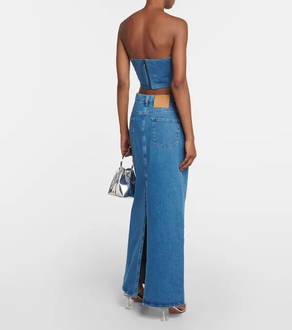 Giuseppe Di Morabito Floral-appliqué Denim Bustier