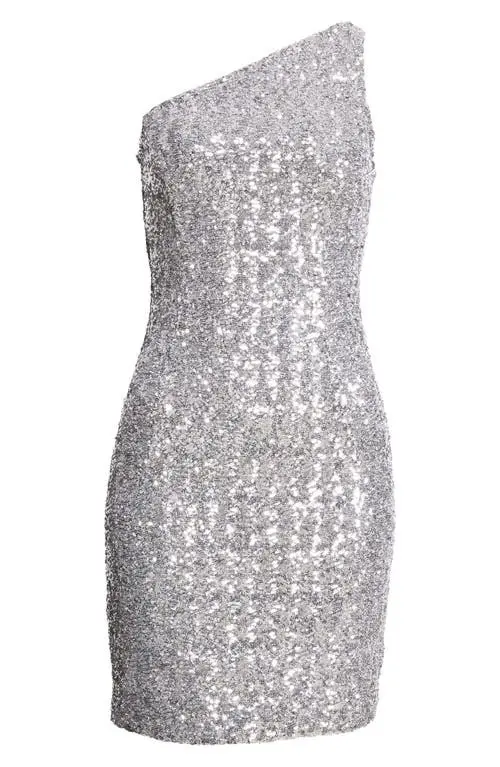 Michael Kors Sequin Embroidered One-shoulder Sheath Dress