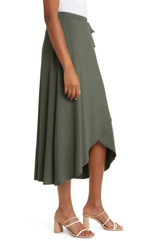 Loveappella Faux Wrap Skirt - Olive