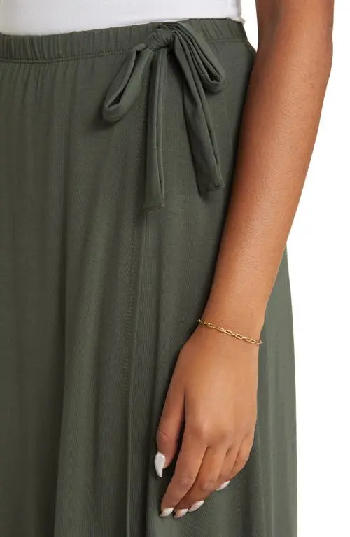 Loveappella Faux Wrap Skirt - Olive