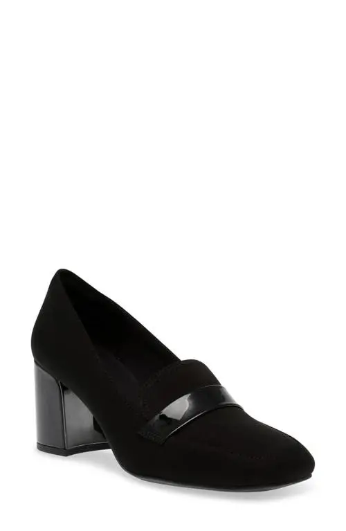 Anne Klein Telepathy Block Heel Pumps - Black Stretch