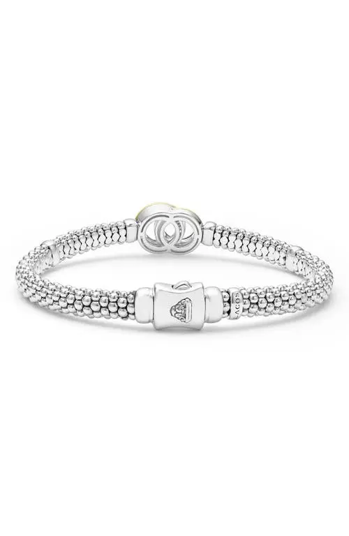 Lagos Interlocking Diamond Caviar Beaded Bracelet - Silver
