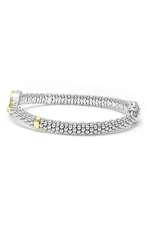 Lagos Interlocking Diamond Caviar Beaded Bracelet - Silver