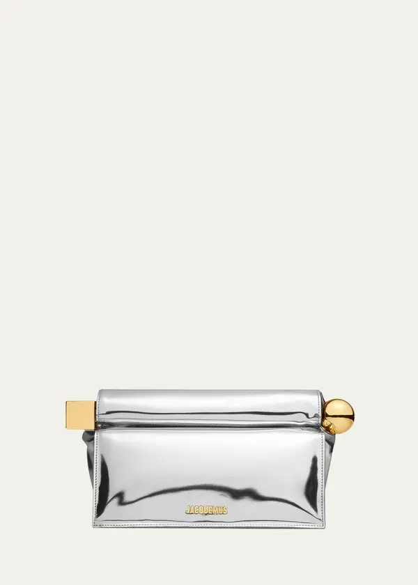 Jacquemus La Pochette Rond Metallic Clutch