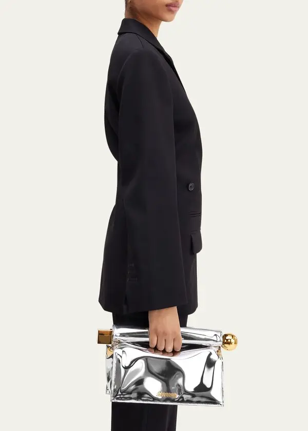 Jacquemus La Pochette Rond Metallic Clutch
