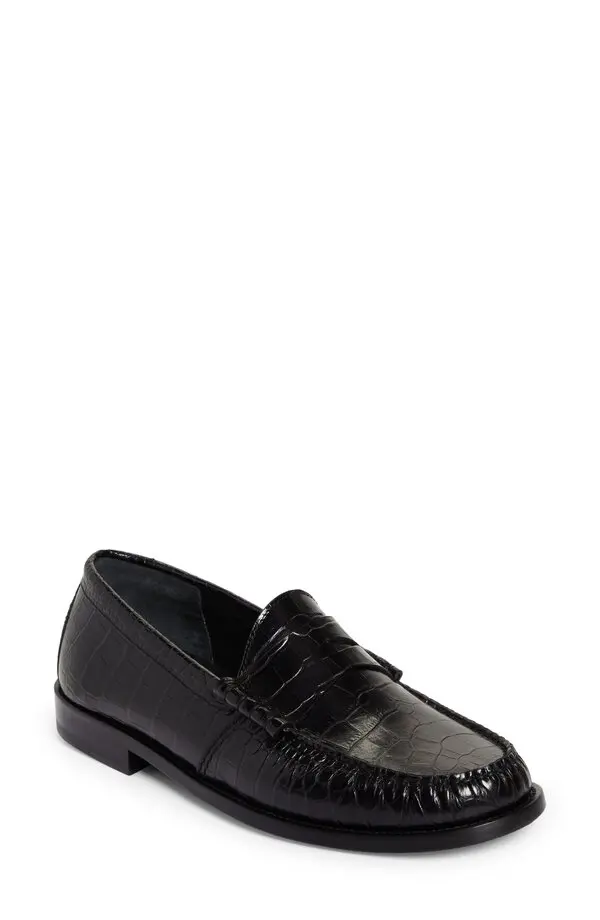 Bashwood Handmade Black Embossed Leather Croc. Style Loafers Handmade Mens Black Crocodile Embossed Leather Shoes  main image 2