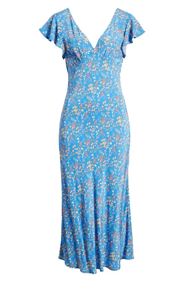 knee length dresses for ladies Kyra Cotton Embroidered Flutter Sleeve Midi Dress main image 0