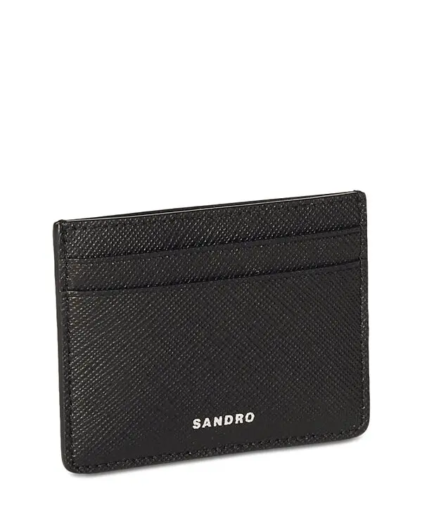 Sandro Saffiano Leather Card Case - Black