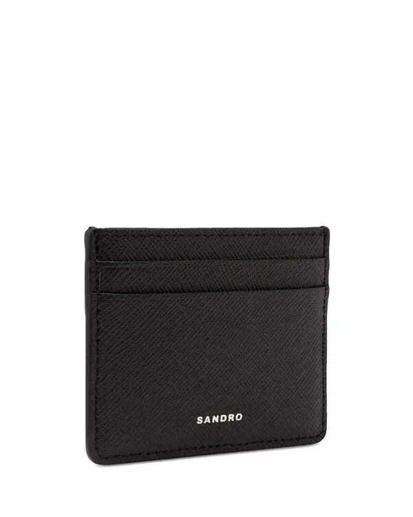 Sandro Saffiano Leather Card Case - Black