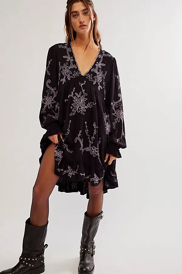 estella embroidered mini dress Estella Mini Dress - Black main image 1