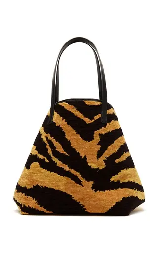 Oscar De La Renta Medium Square Chenille Tiger Tote