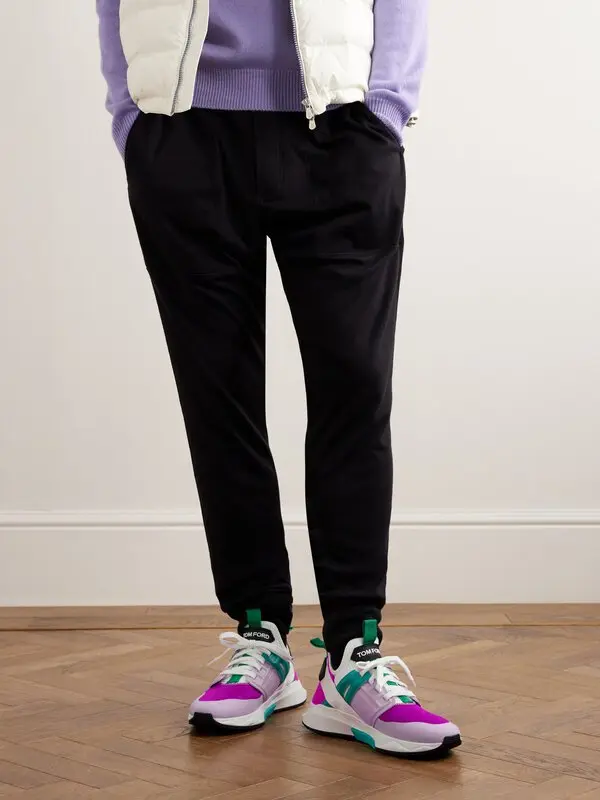 Tom Ford Jago Scuba, Mesh And Leather Sneakers In Pink - 60  display picture 1
